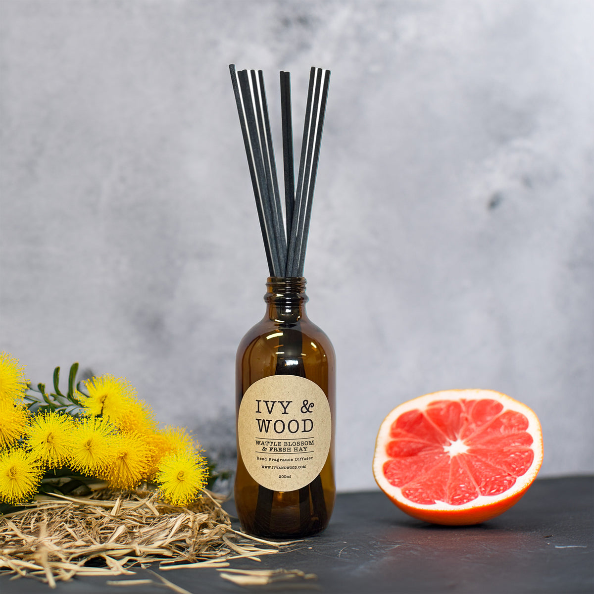 Wattle Blossom & Fresh Hay Reed Diffuser | Ivy & Wood Australia