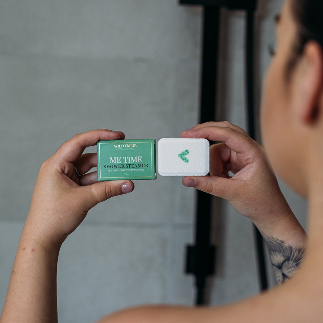 Me Time Lime & Mint Shower Steamer by Wild Emery, Ivy & Wood Australia